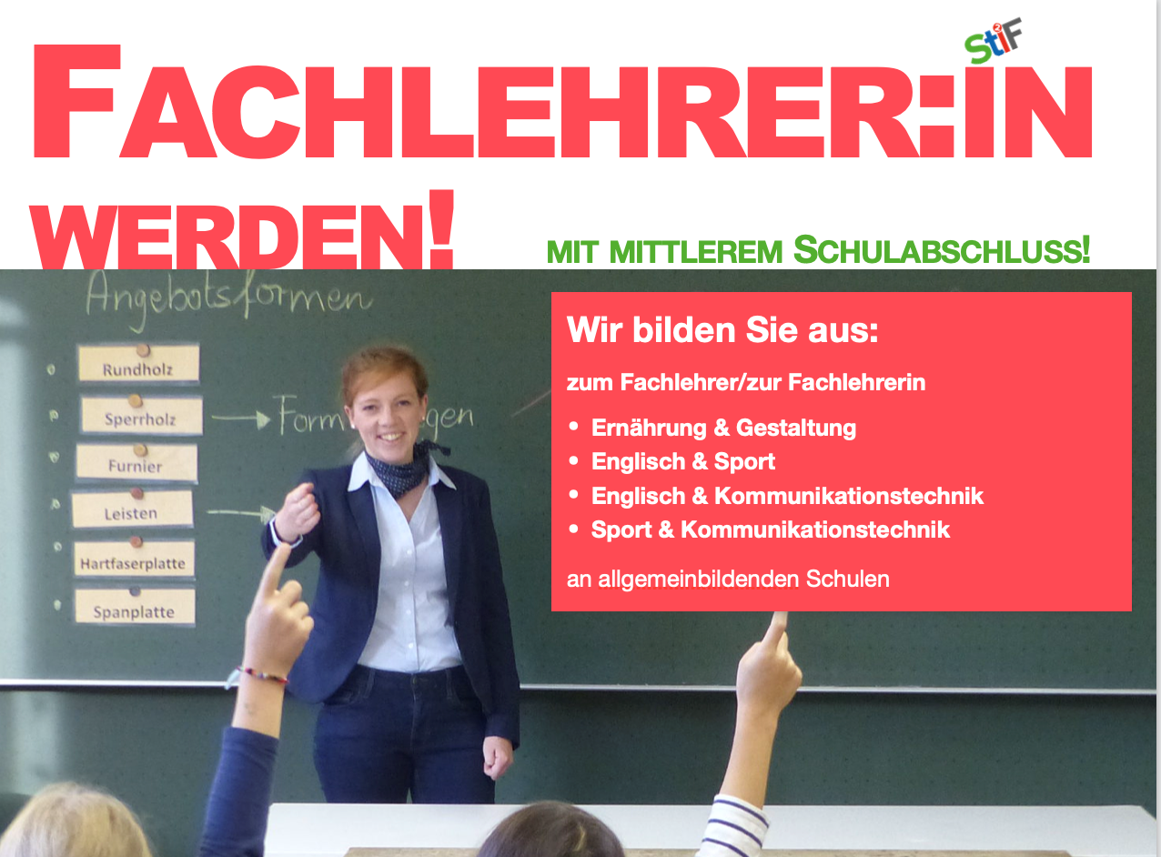 Jetzt für die Ausbildung als Fachlehrerin oder Fachlehrer anmelden ...